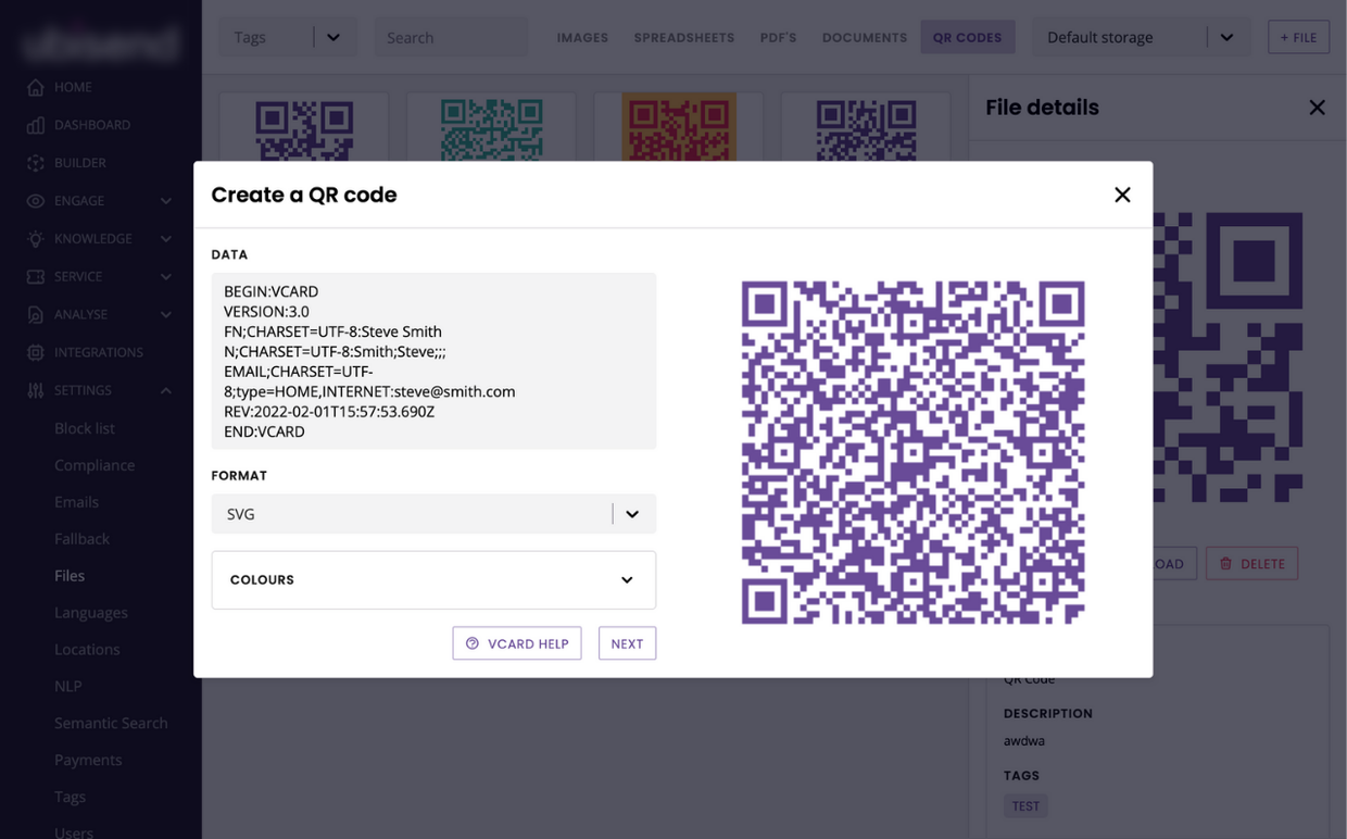 Create vCard QR codes