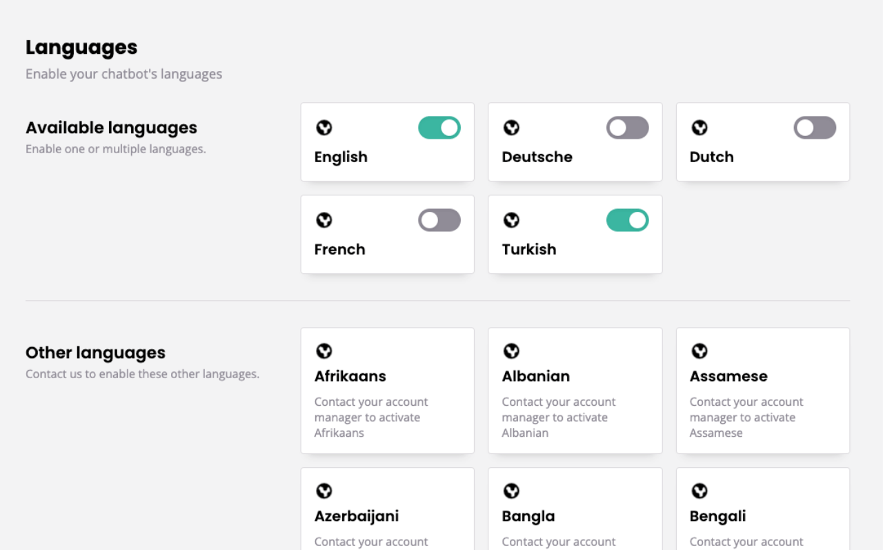 Create a multi-lingual chatbot
