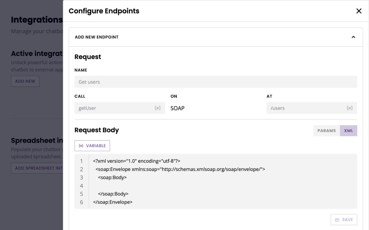Create a new API integration