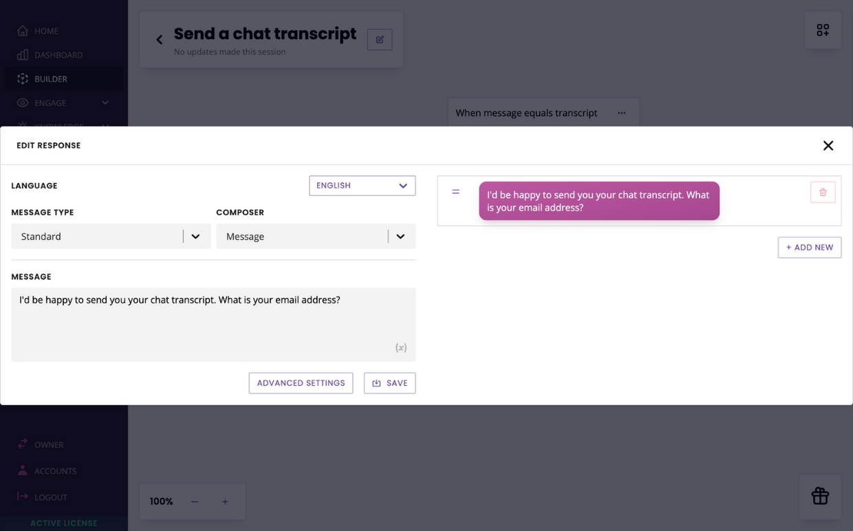 Allow chatbot users to download their conversation transcripts
