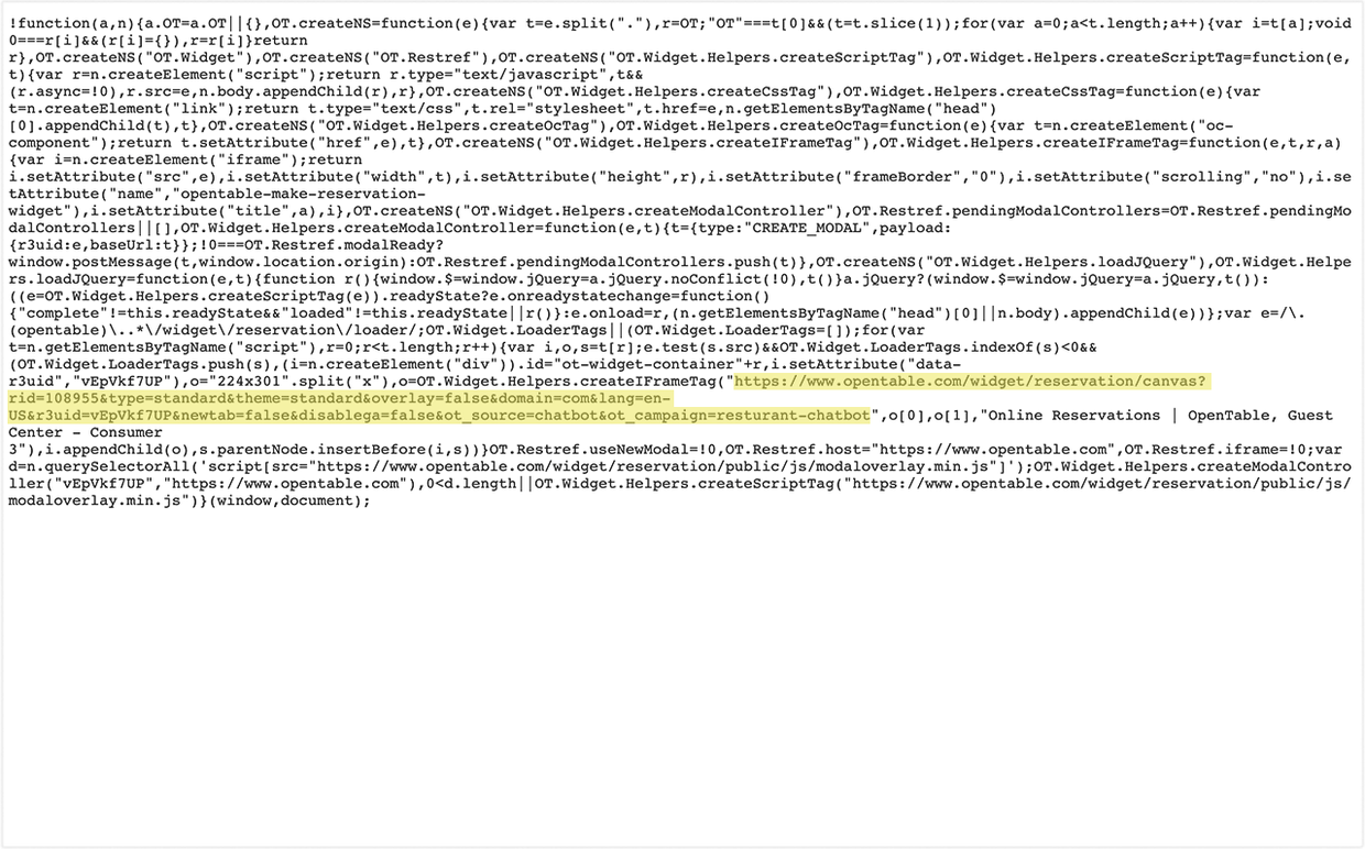 How to add an OpenTable reservation widget to your chatbot