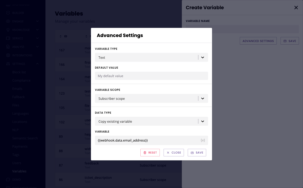 How to save a variable from a webhook